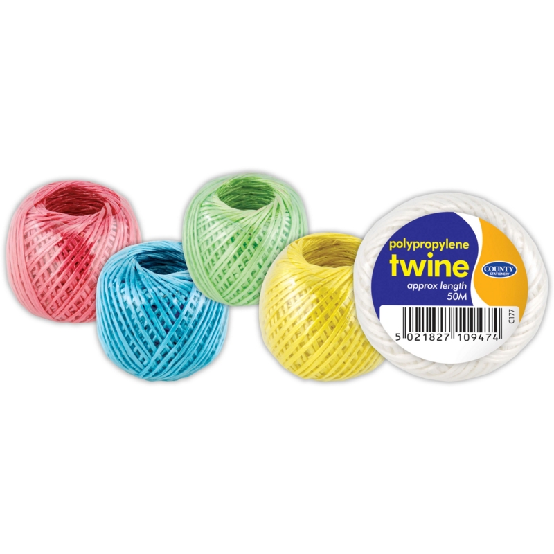 Wholesale Stationers -TWINE / STRING,Asst Coloured Size: 50m