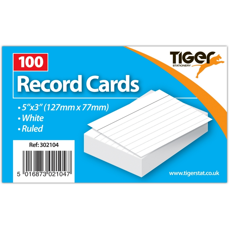 Wholesale Stationers -RECORD CARDS,Ruled White 5x3in (127 x 77mm) 100's